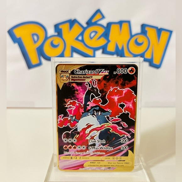 Pokémon | Toys | Charizard Vmax 80hp Gold Metal Pokmon Card Red Edition ...